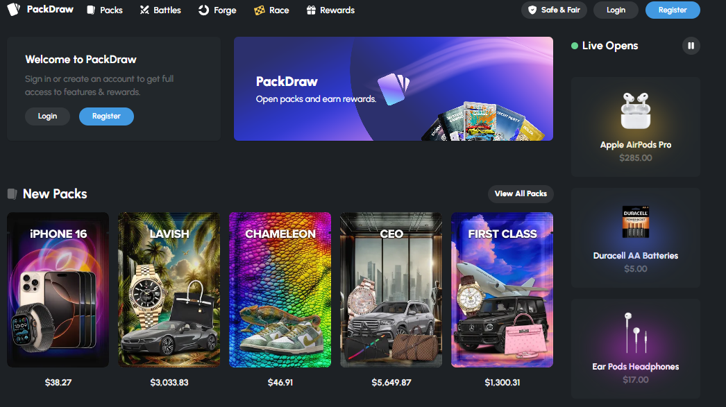 PackDraw (Avis 2024) : Mystery boxe et Bonus